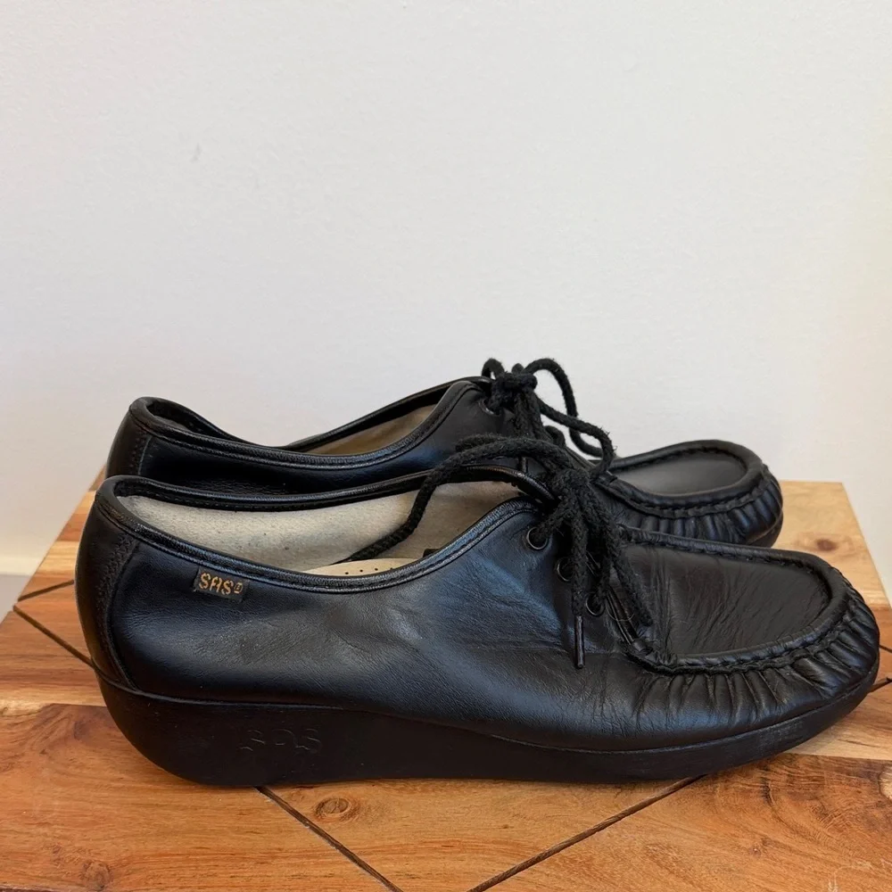 SAS | Shoes | Sas Black Leather Womens Lace Up Shoes | Poshmark